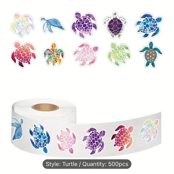 Stickers | Office | 50 Roll Of Turtle 8 Different Design Sticker Labels ...